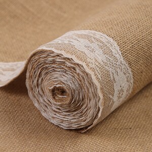 Natural Burlap Wedding Aisle Runner With Lace - 40 Inch Wide X 50 Feet ...