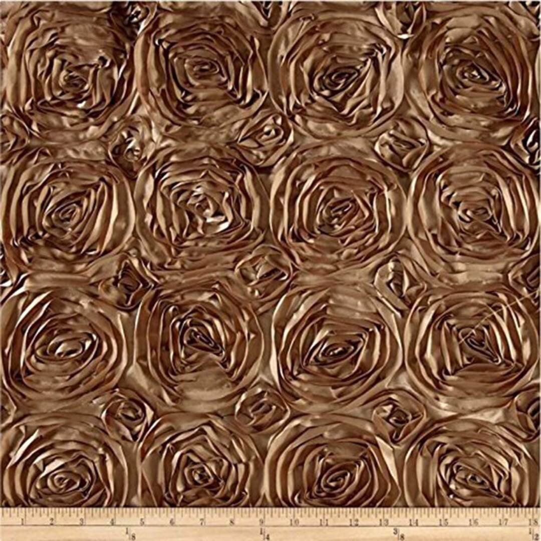 54-inch Wide Premium Satin Rosette 3D Rose Design Ribbon Fabric ...