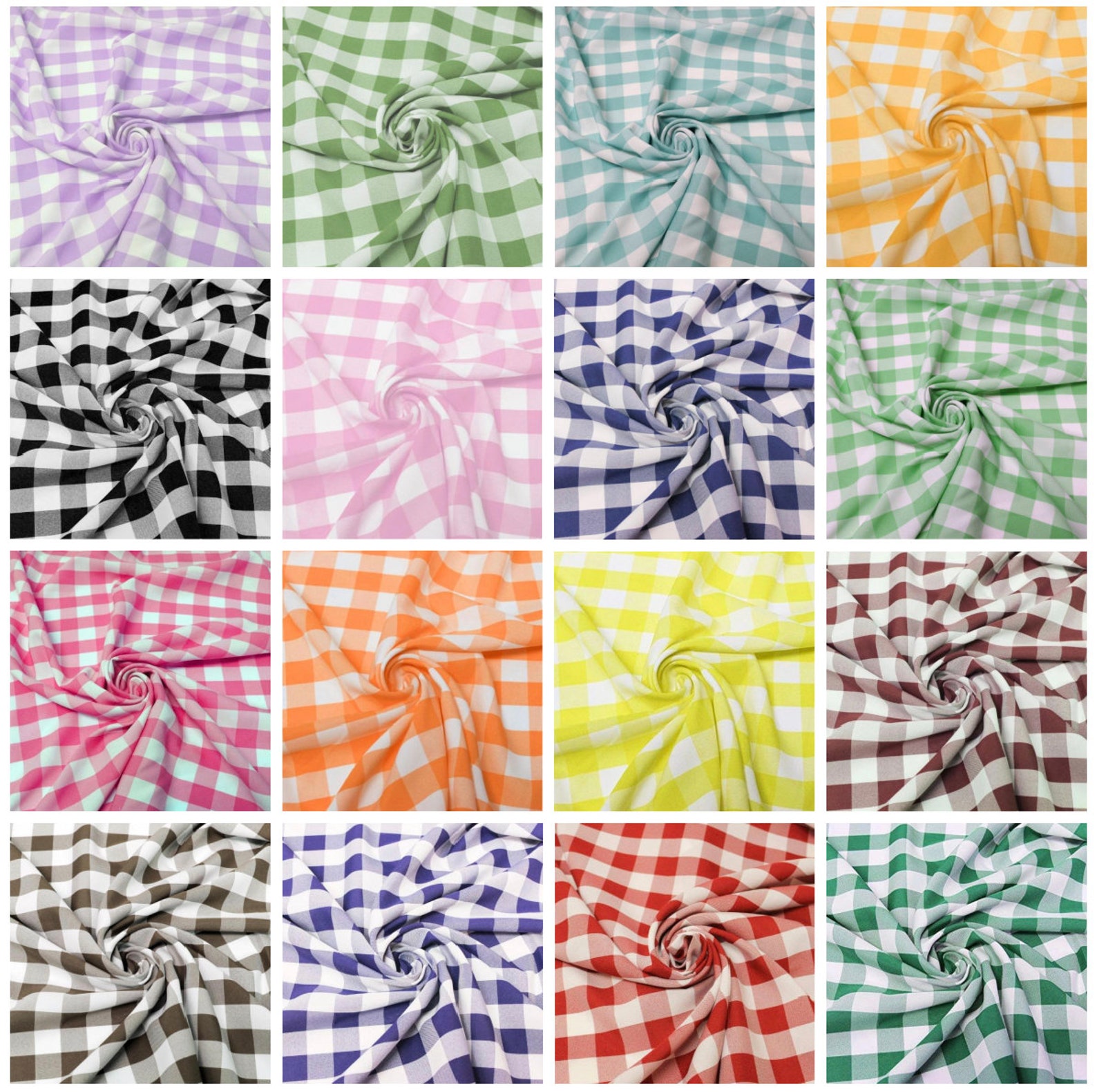 60" Wide Checkered Gingham Buffalo Check Polyester Poplin Fabric for ...