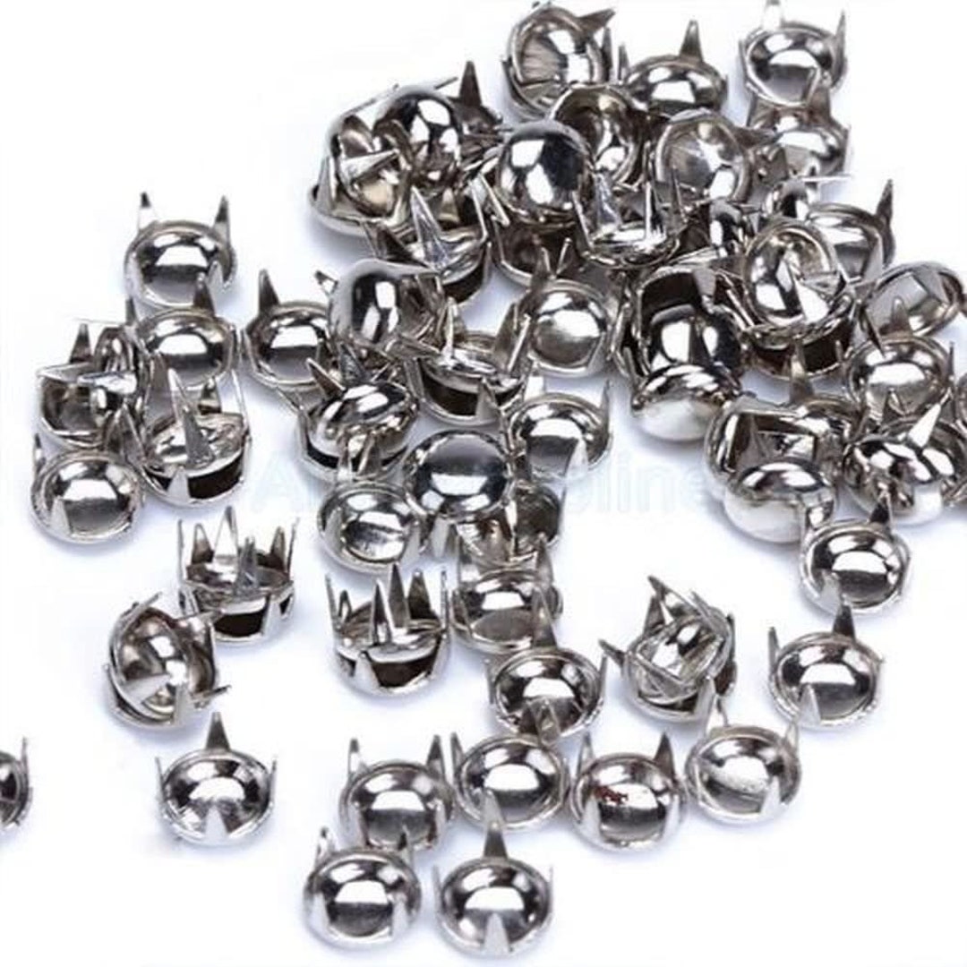 Pack of 500pcs 8MM SILVER Round Dome Metal Studs Spots Nailheads ...