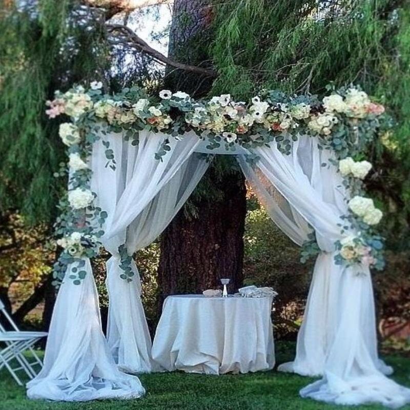 White Chiffon Drapes Panels for Wedding Events & Decor- Backdrop ...