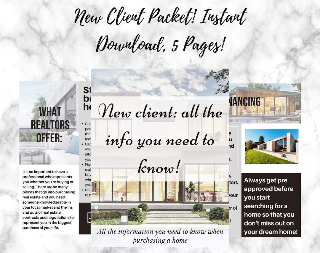 Real Estate New Client Packet | Real Estate Marketing | Real Estate ...