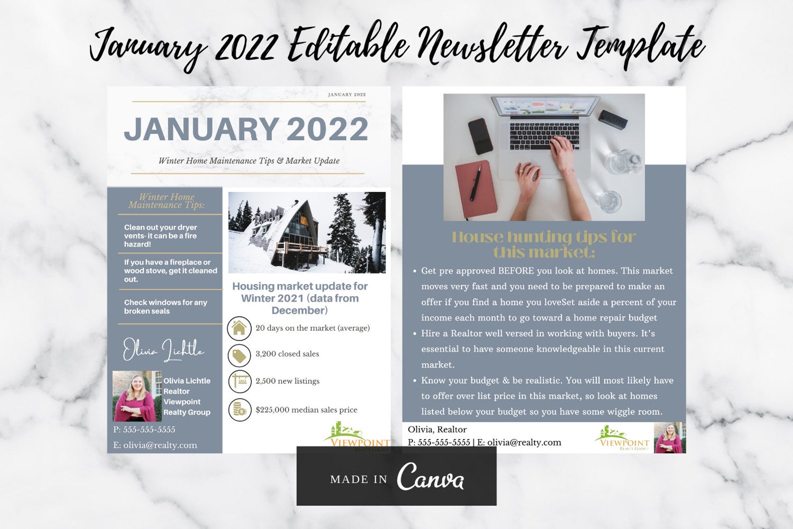 Editable Real Estate January 2022 Newsletter Template | Realtor ...