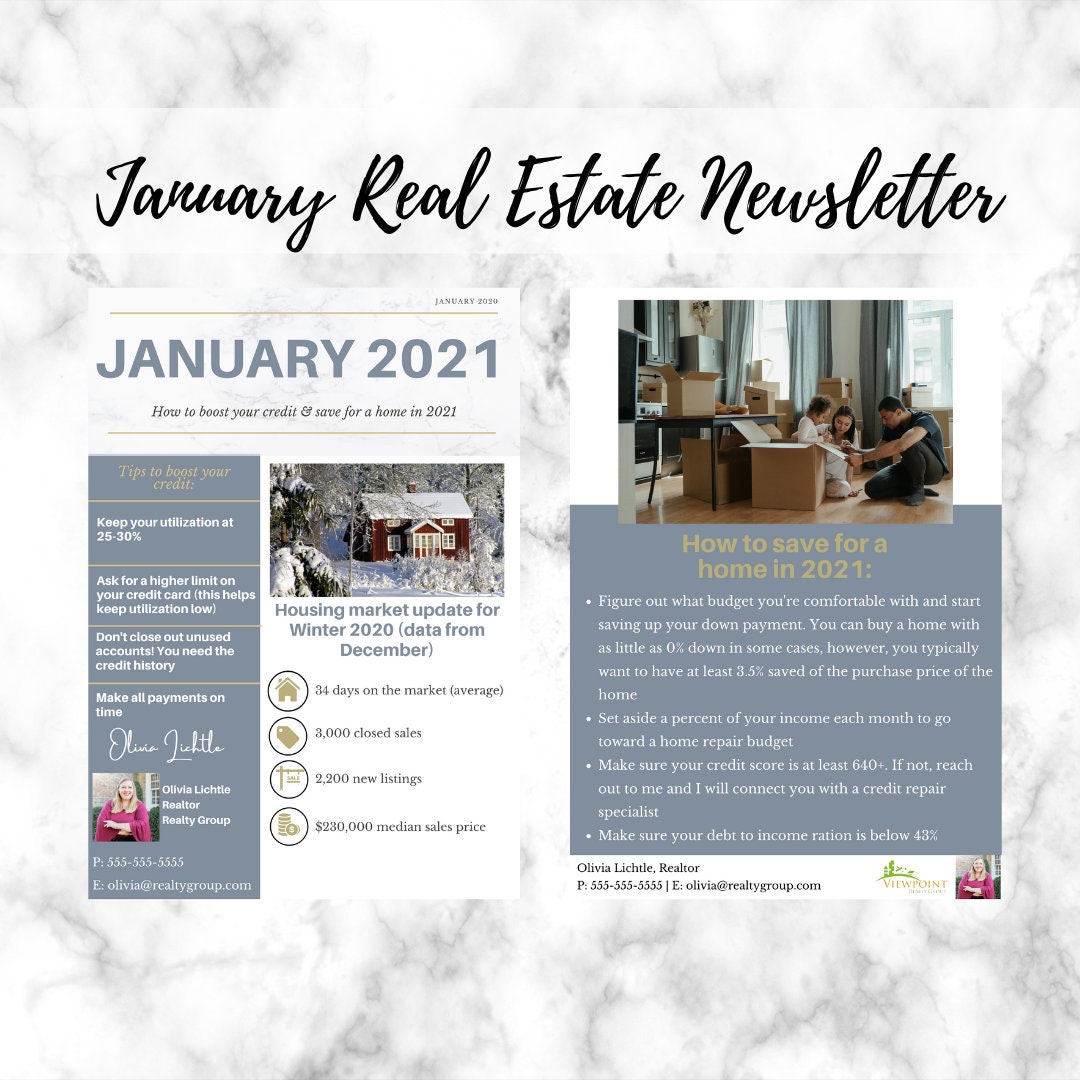Real Estate Newsletter | January Newsletter | Real Estate Marketing ...