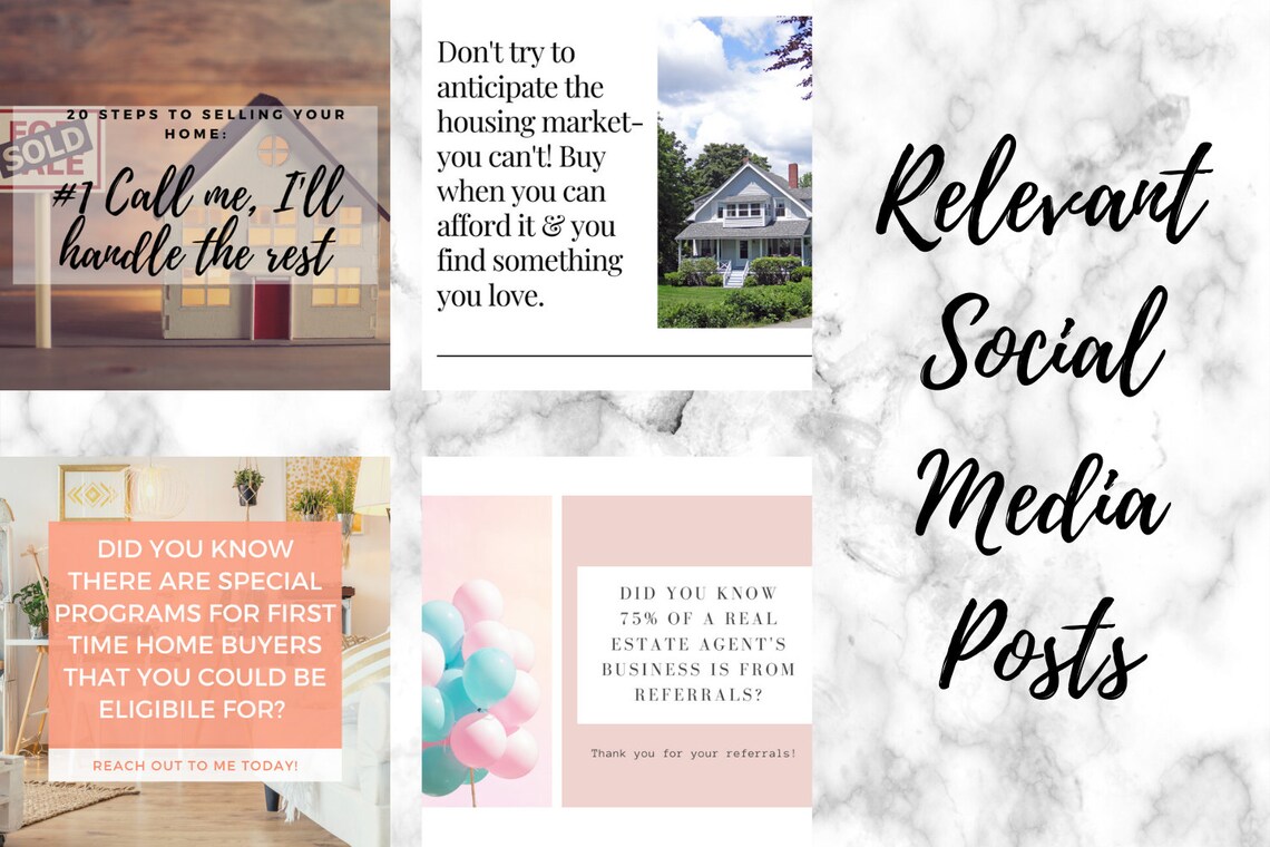 Real Estate Social Media Posts Bundle for Marketing Realtor | Etsy