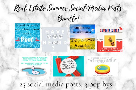 Real Estate Summer Social Media Posts Bundle Real Estate | Etsy