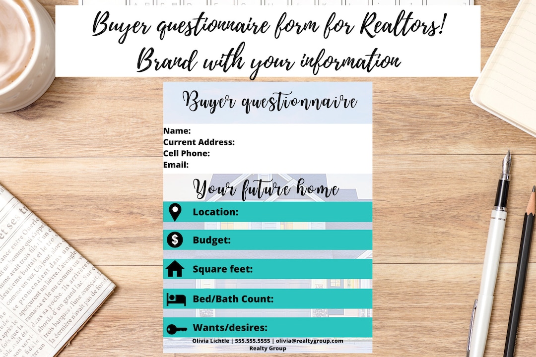 Editable Real Estate Buyer Questionnaire | Real Estate Home Buyer ...