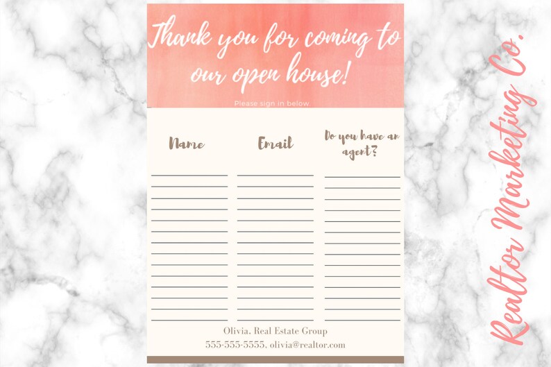 Open House Template | Real Estate Tools | Realtor Tools | Real Estate ...
