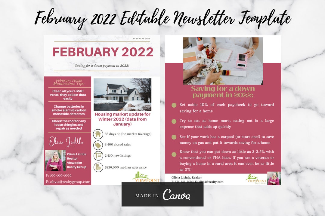 Editable Real Estate February 2022 Newsletter | Realtor Email Marketing ...