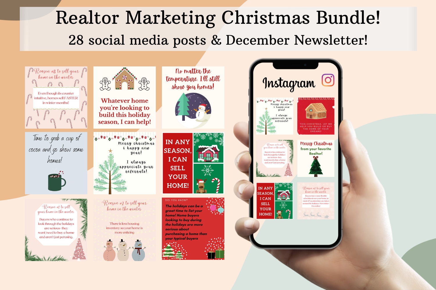Real Estate Christmas/holiday Social Media Bundle | Realtor Social ...