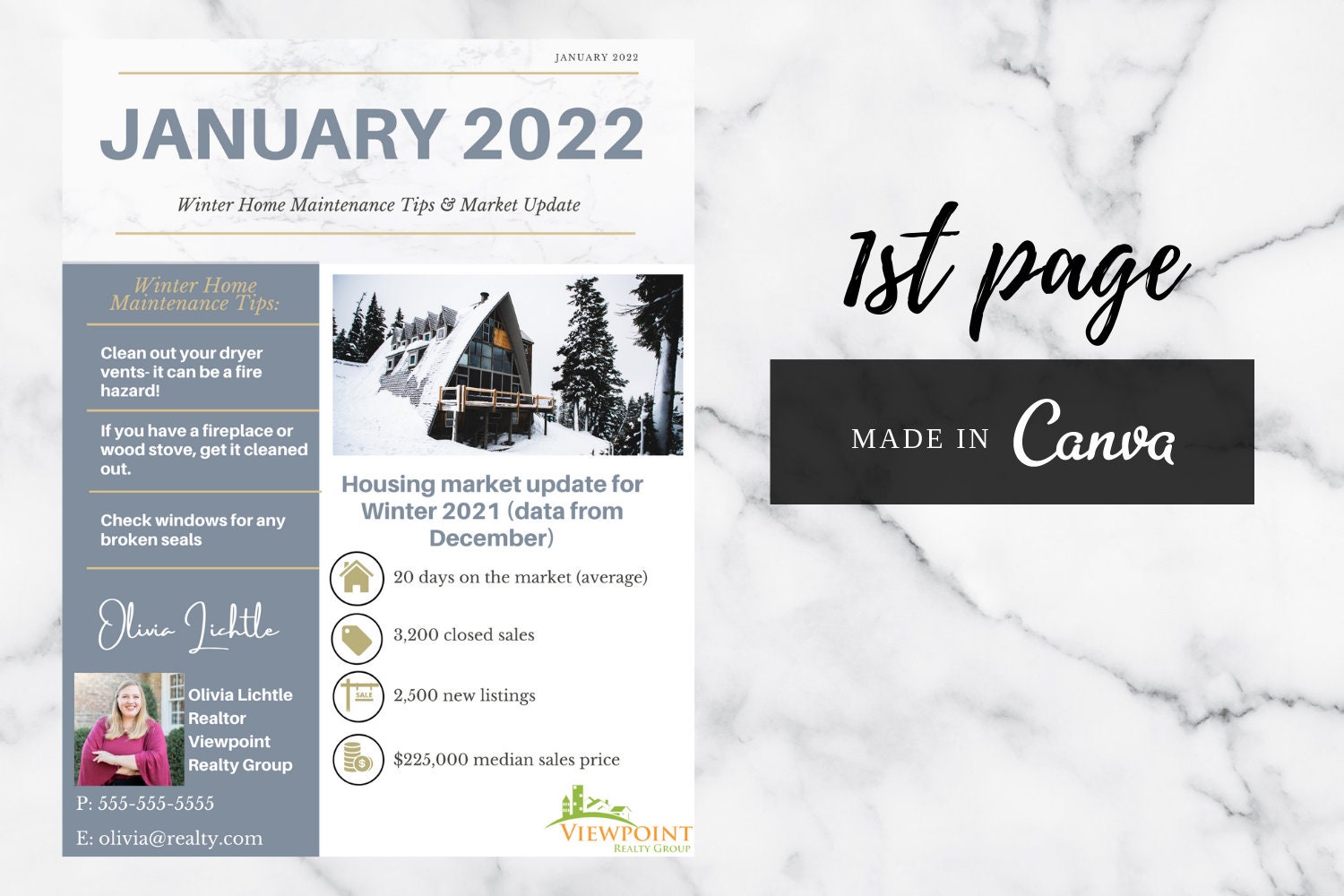 Editable Real Estate January 2022 Newsletter Template | Realtor ...