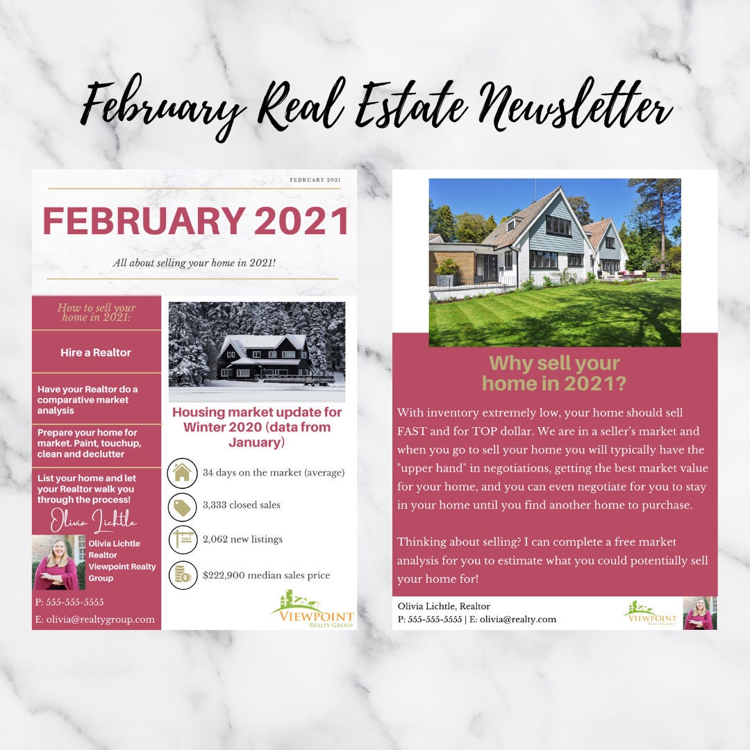 Real Estate Newsletter | February Newsletter | Real Estate Marketing ...