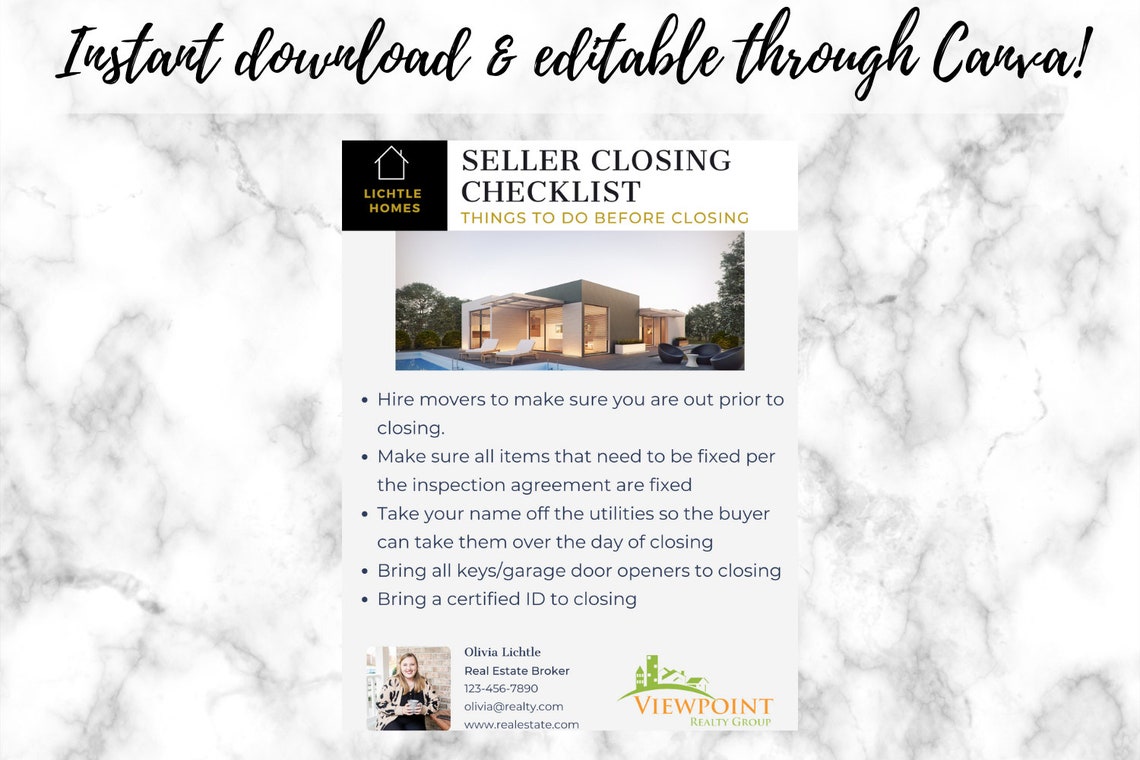 Real Estate Seller Closing Checklist Flyer Real Estate Template Real ...