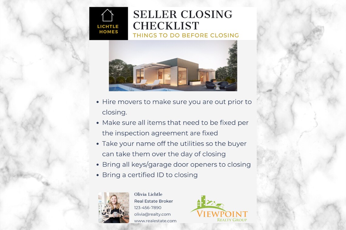 Real Estate Seller Closing Checklist Flyer Real Estate Template Real ...