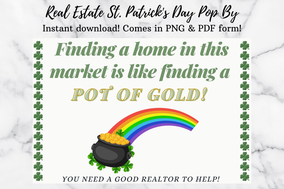 Real Estate St. Patrick's Day Pop by Card | Real Estate Pop by Tag | St ...