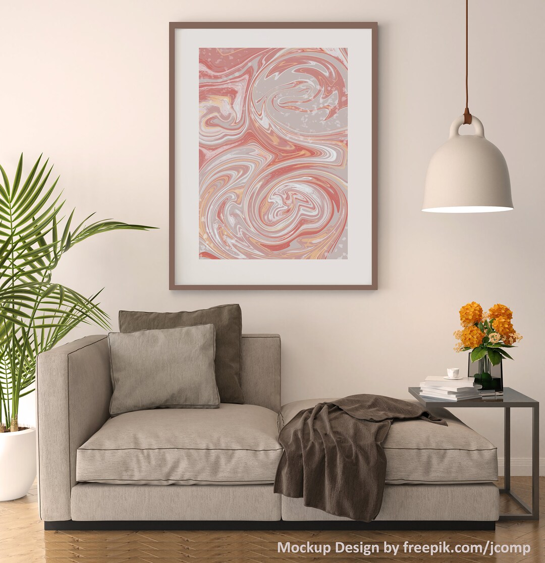 Printable Marble Poster, Pink Marble, Digital Art, Décor, Interior ...