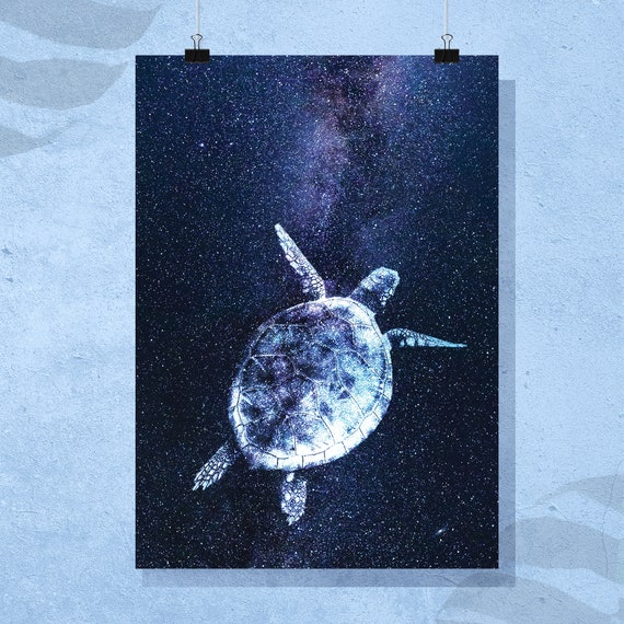 Cosmic Turtle Printable Poster Turtle Space Stars Digital | Etsy