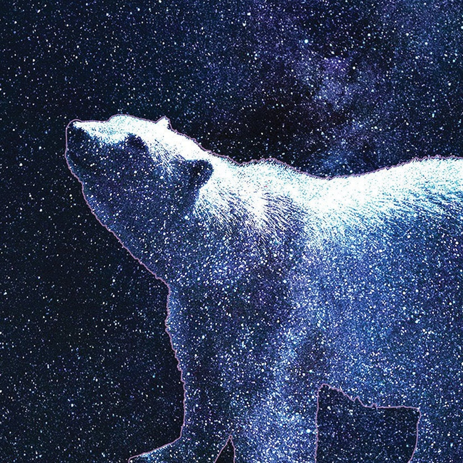 Cosmic Bear, Printable Poster, Polar Bear, Space, Stars, Digital Poster ...
