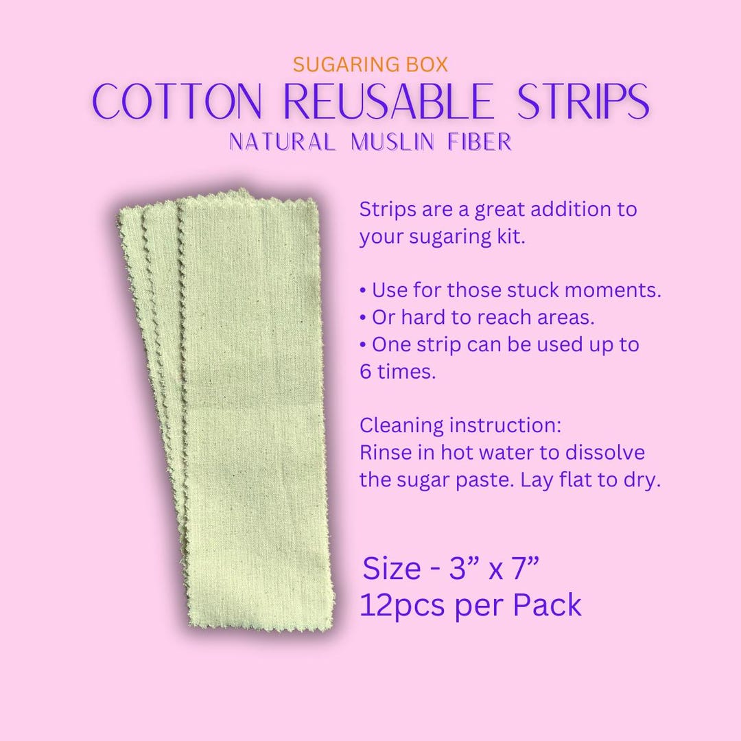Cotton Reusable Sugaring Strips: Hair Removal, 3" X 7" (12-pack) - Etsy
