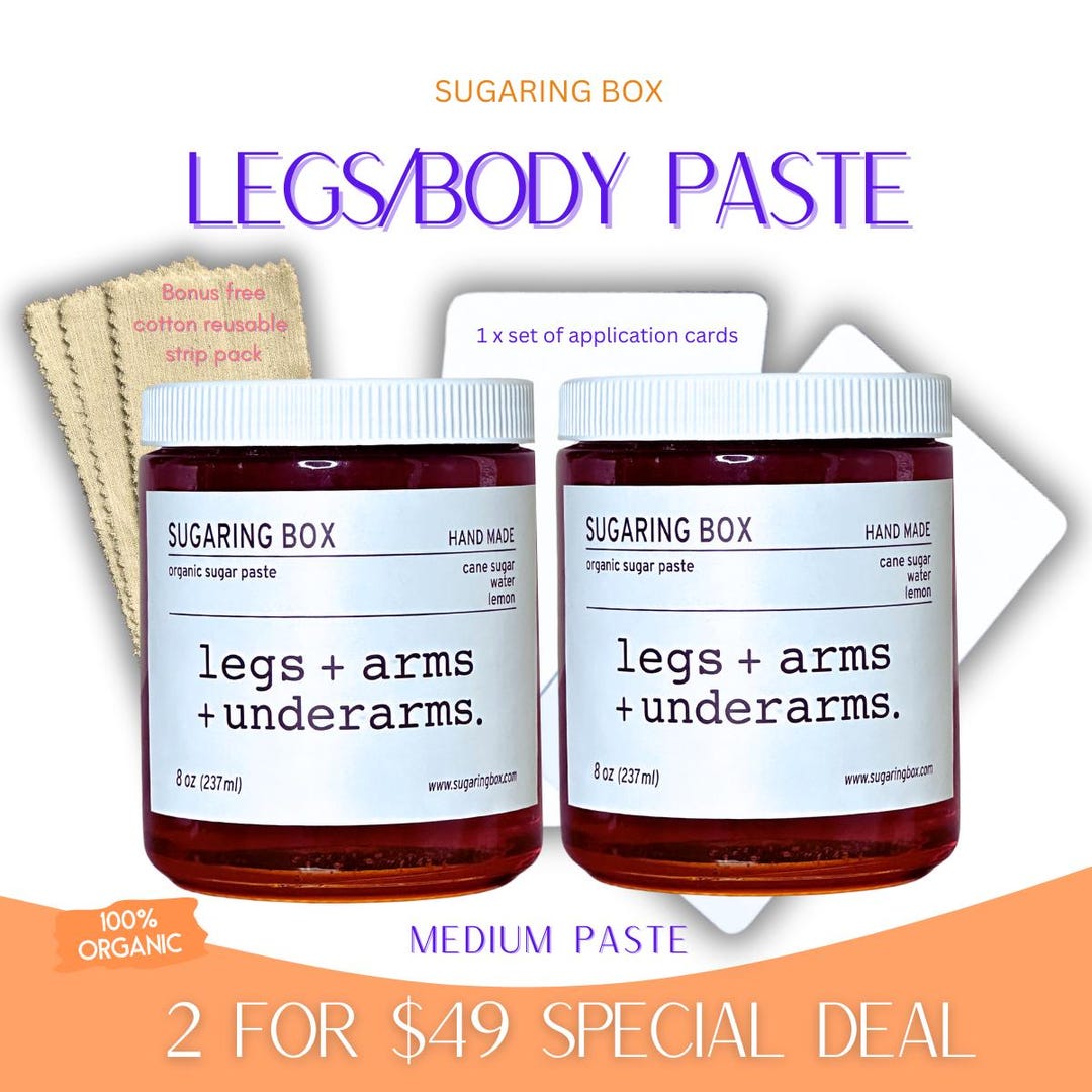 Organic Sugaring Paste Kit | DIY Hair Removal, Reusable Strips - Etsy