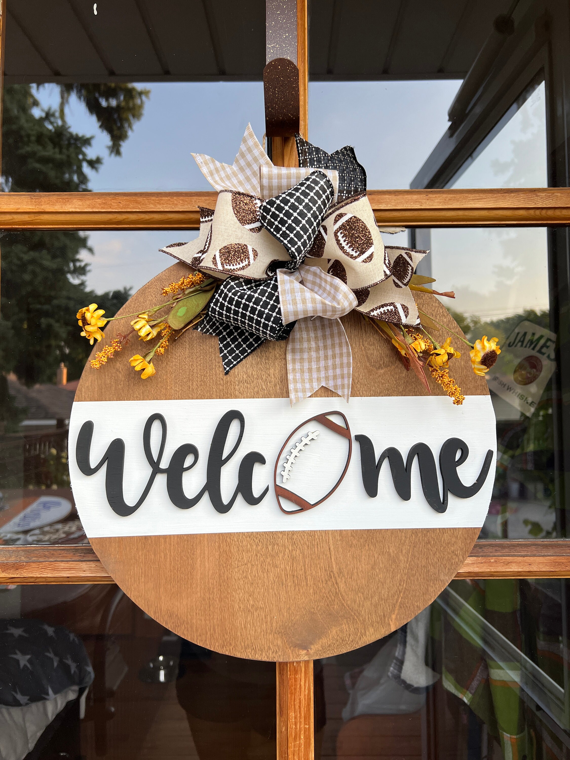 Welcome Football Wood Door Hanger Football Sign Custom - Etsy