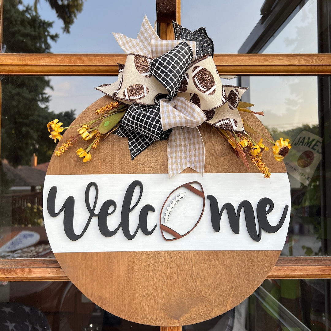 Welcome Football Wood Door Hanger Football Sign Custom - Etsy