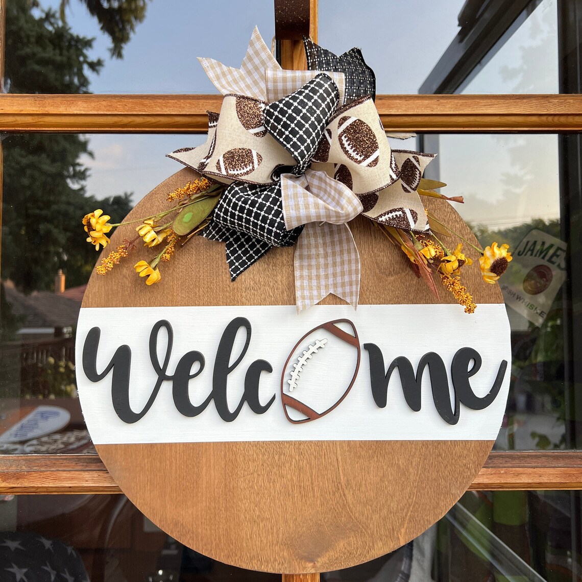 Welcome Football Wood Door Hanger Football Sign Custom - Etsy