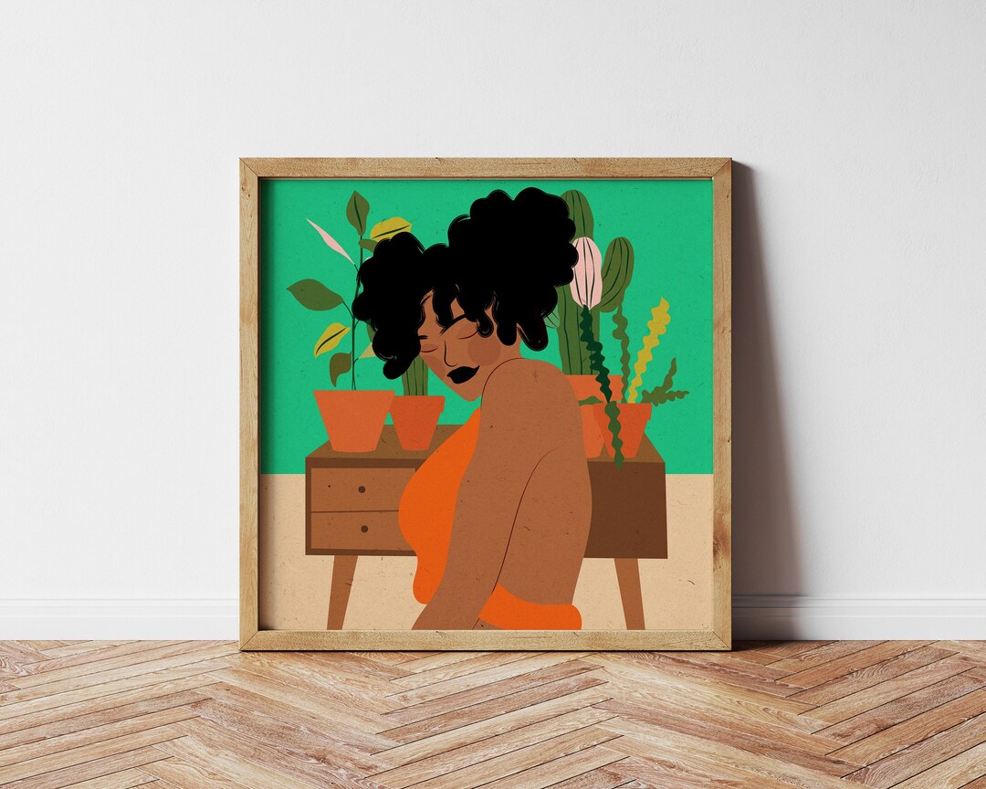 Green Botanical Woman Art Print, Plant Illustration, Wall Decor - Etsy
