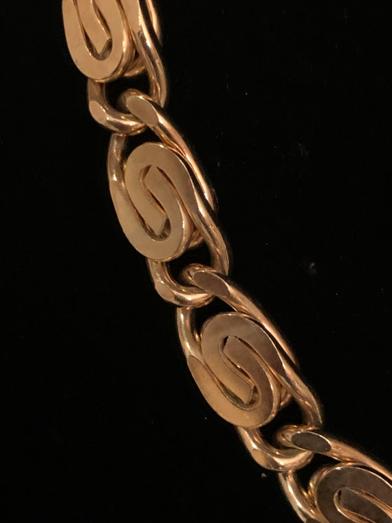 Vintage heavy shiny gold tone modern chain collar mea… - Gem