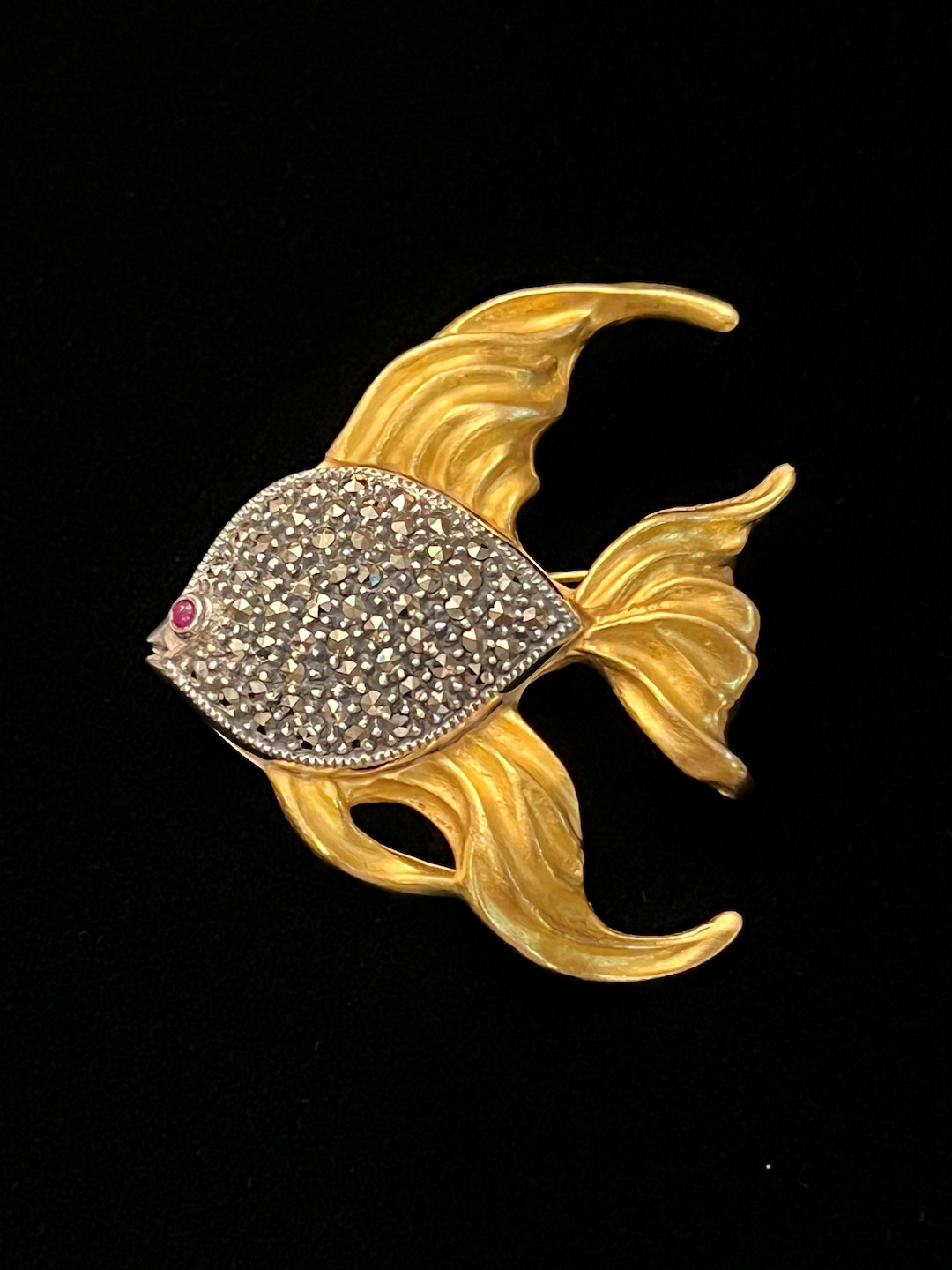 Vintage Judith Jack Signed Sterling Silver 925 Marcasite Fish Brooch ...