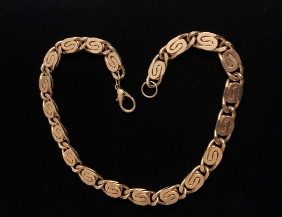 Vintage heavy shiny gold tone modern chain collar mea… - Gem