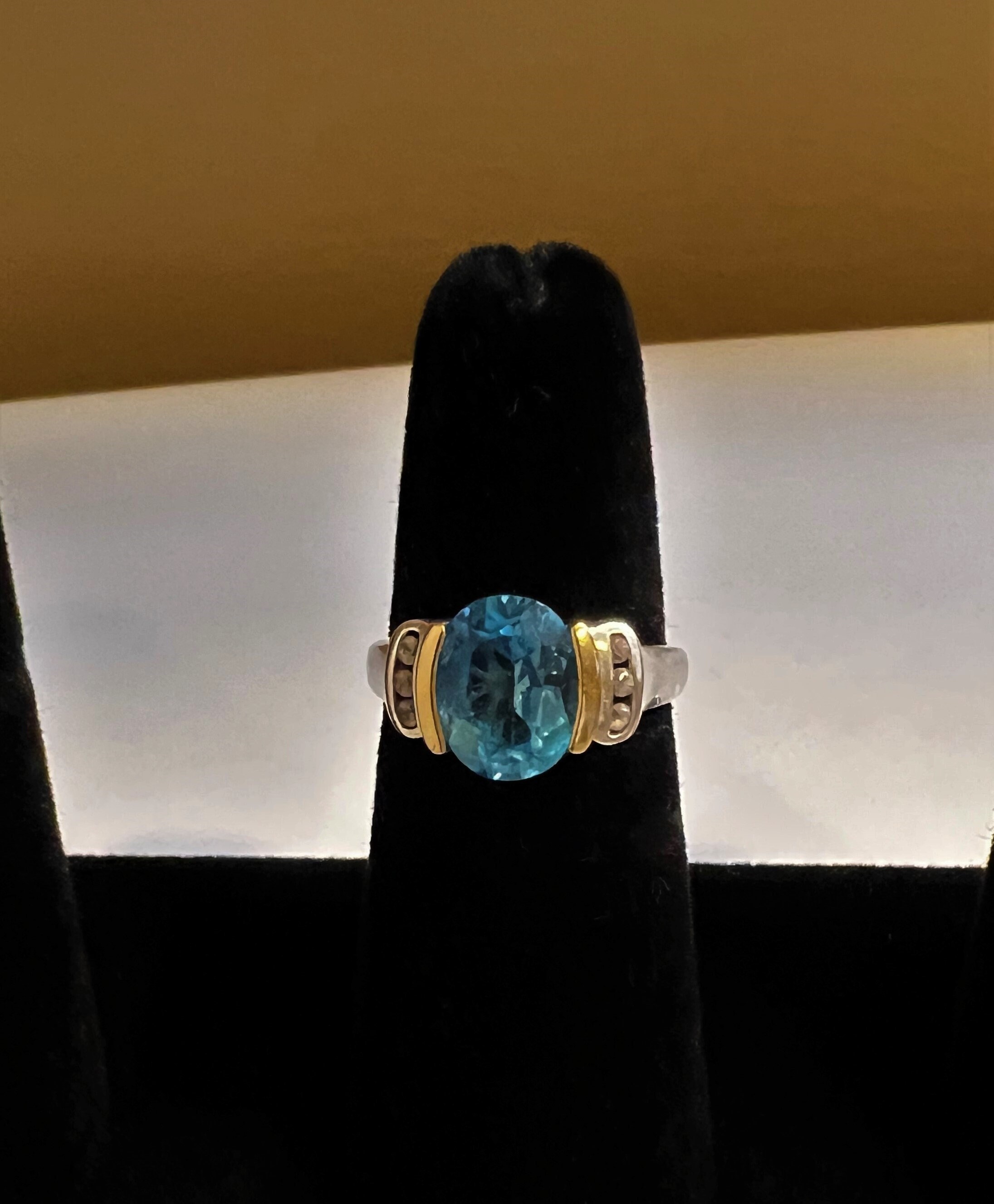 Alwand Vahan 14K/925 London Blue Topaz and Diamond Ring With a Center Blue Faceted Topaz Stone W ...