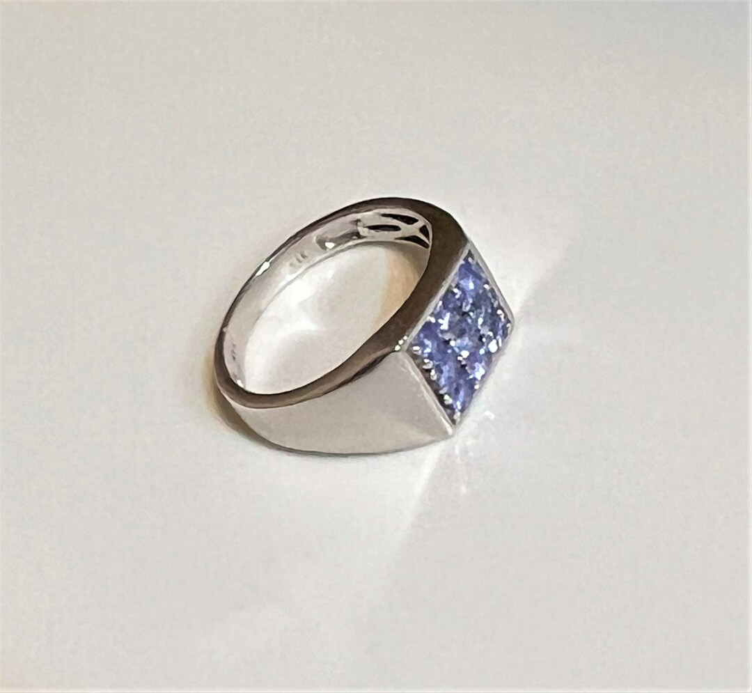 Vintage Chuck Clemency STS 925 SS Amethyst Ring W a Rectangular Face ...