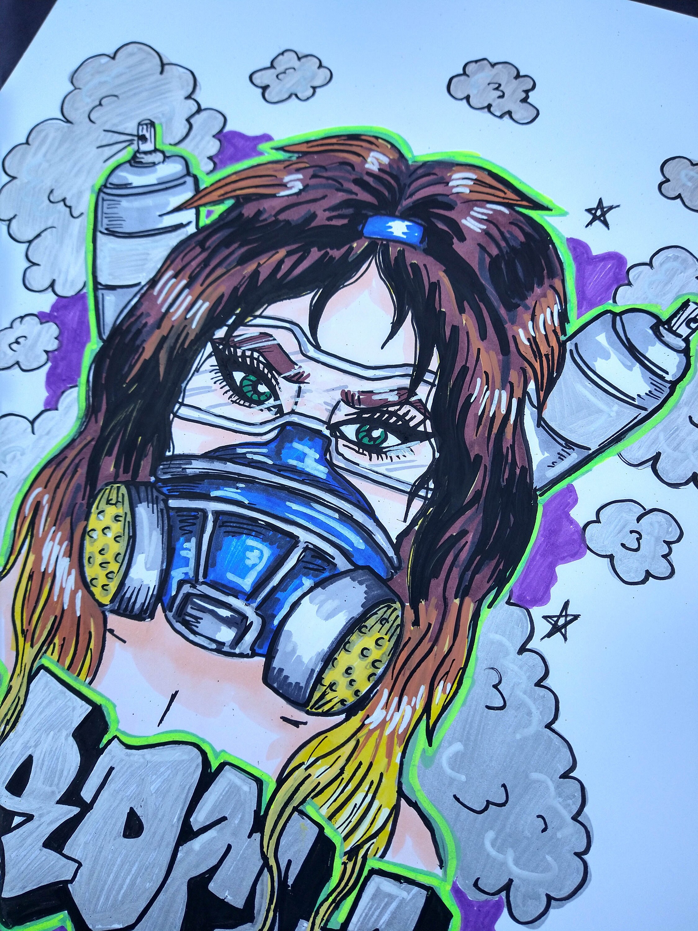 Graffiti Cartoon With Gas Mask