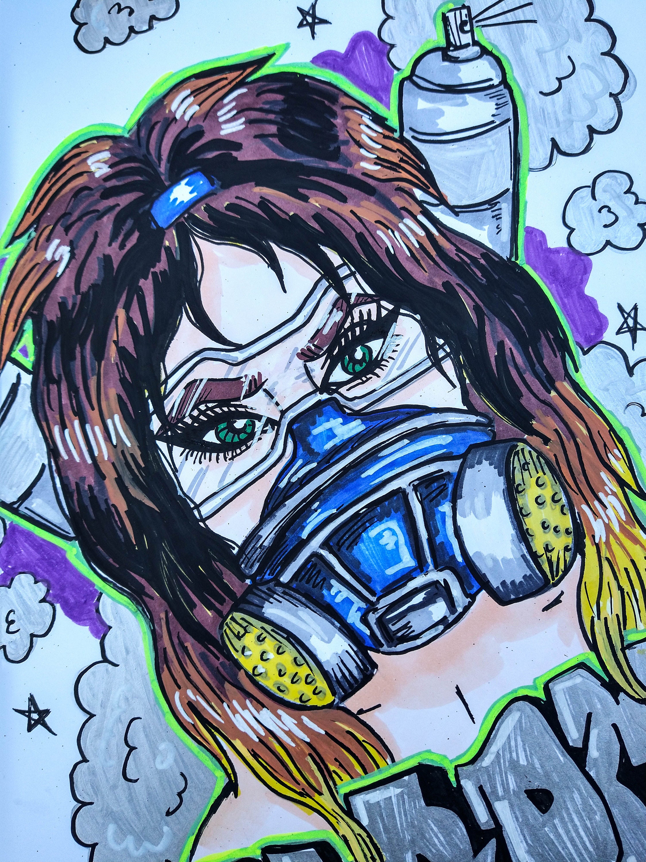 Gas Mask Graffiti Drawing