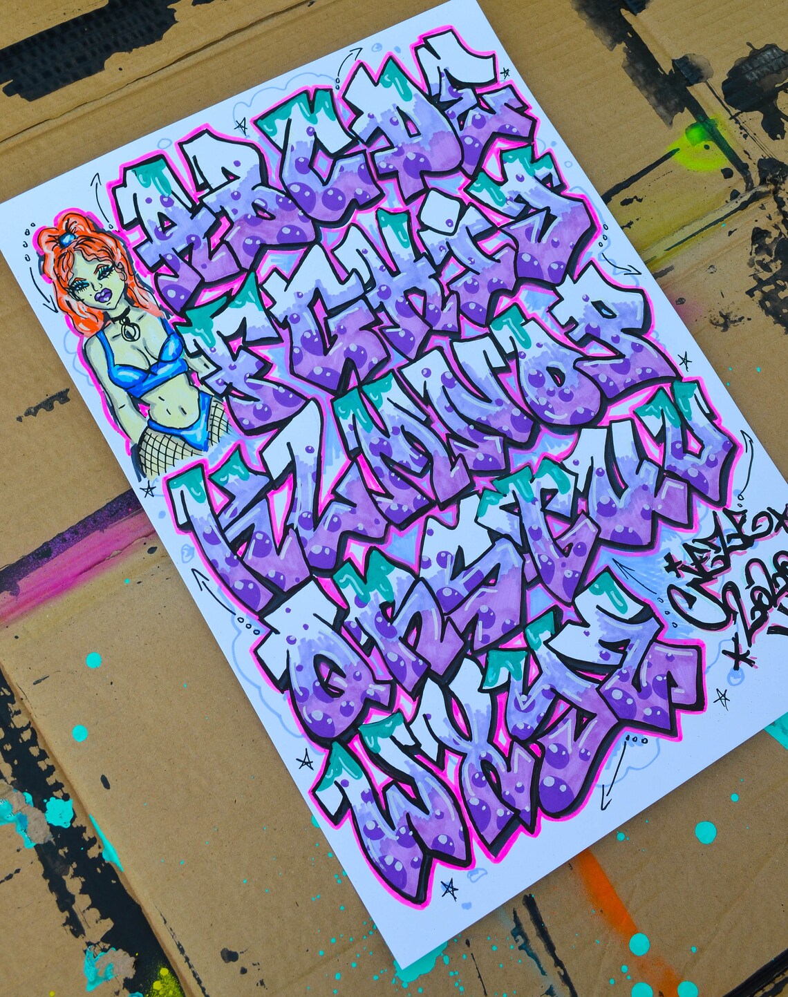 Graffiti Font Alphabet Pink and Purple Urban Funky Text - Etsy