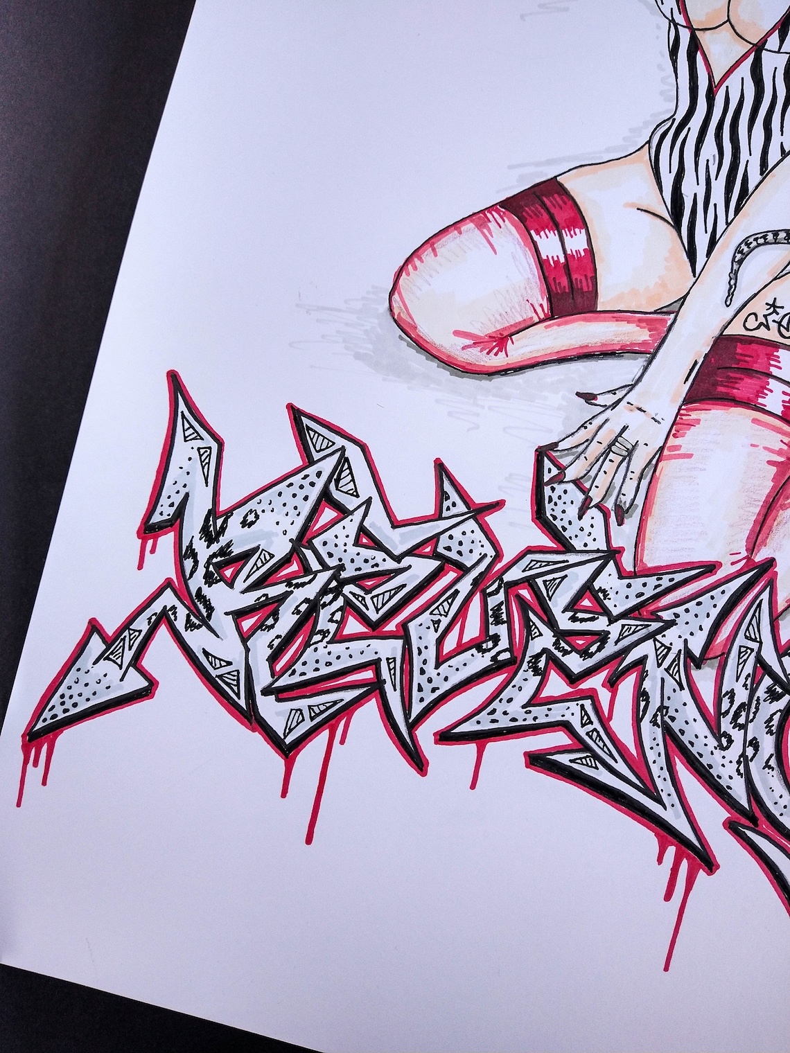 Alternative Sexy Tattoo Goth Pin Up Girl Knife Urban Graffiti Etsy