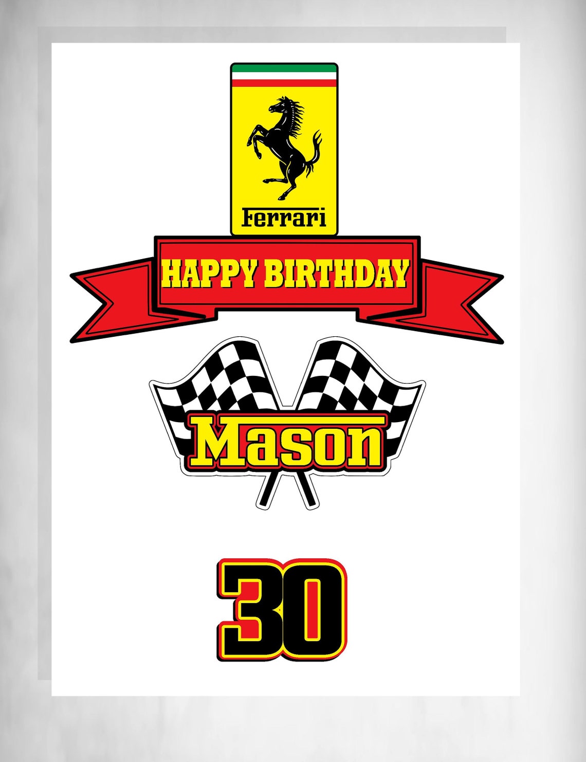 Ferrari Cake Topper Ferrari Banner Ferrari Birthday Ferrari | Etsy