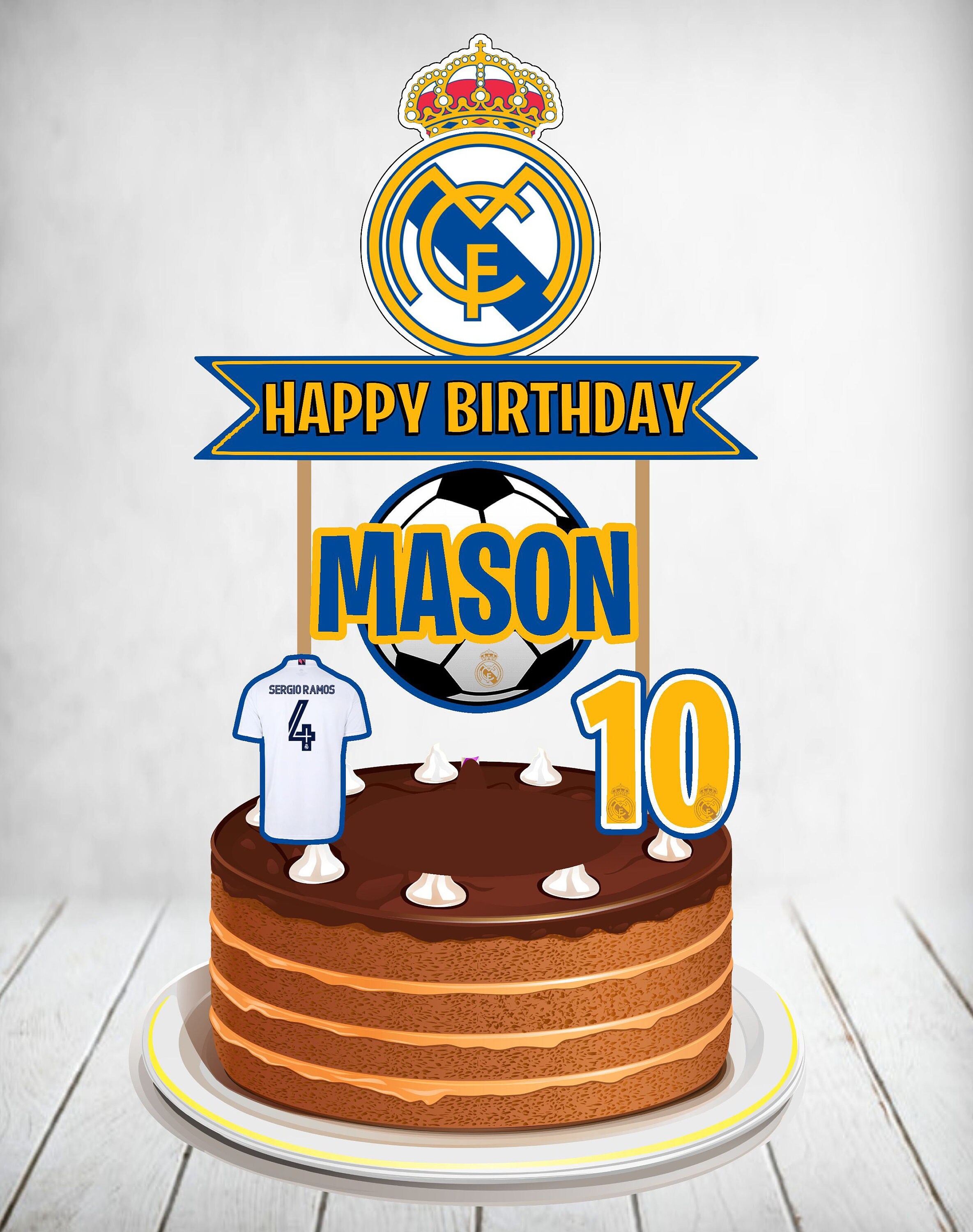 Real Madrid Cake Topper Real Madrid Topper Real Madrid | Etsy