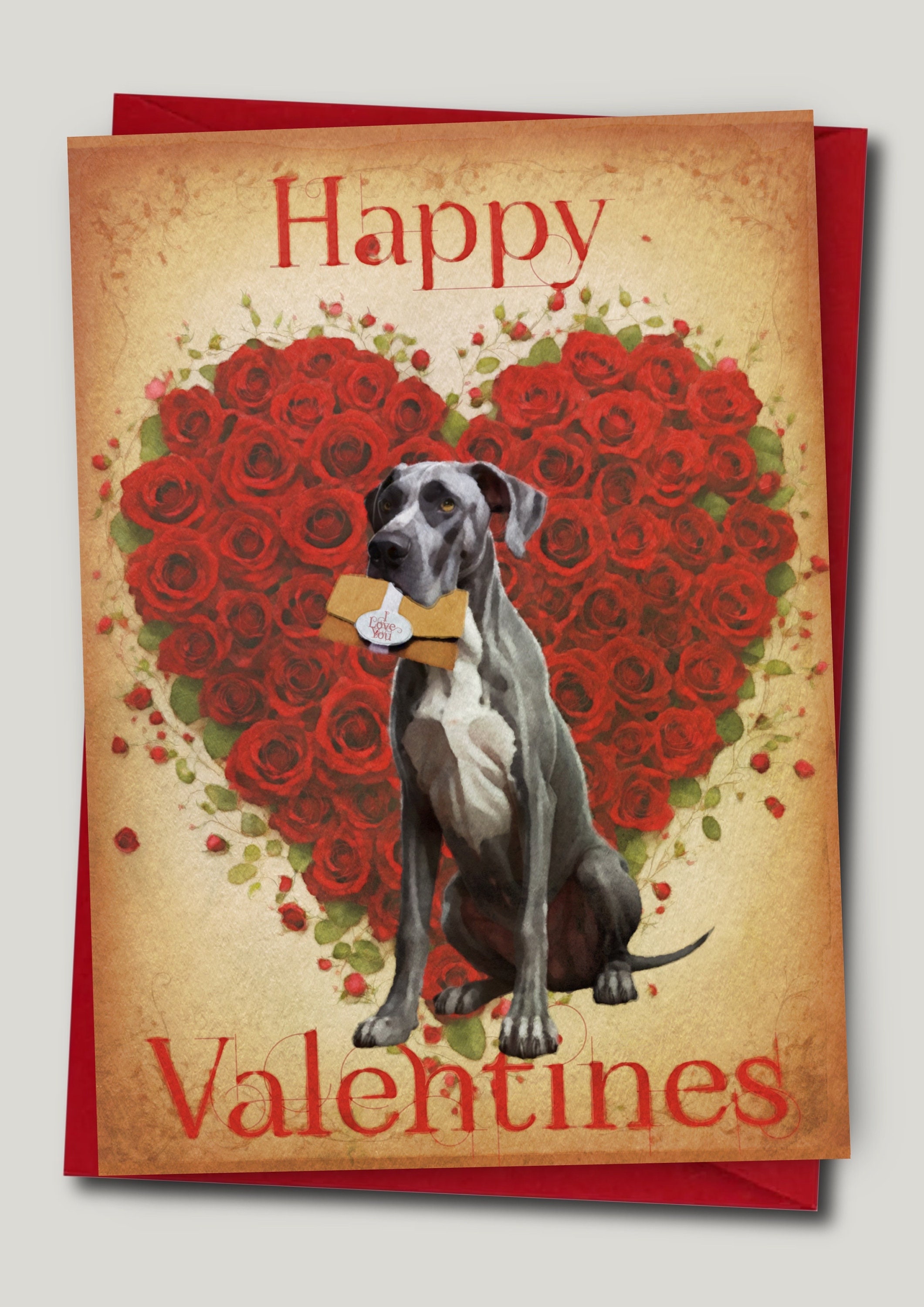 Great Dane Heart Valentines Card - Etsy