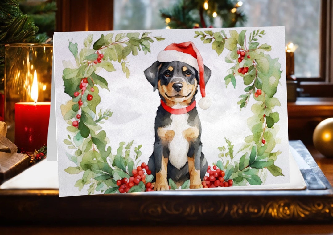 Watercolour Rottweiler Christmas Cards 5pk - Etsy
