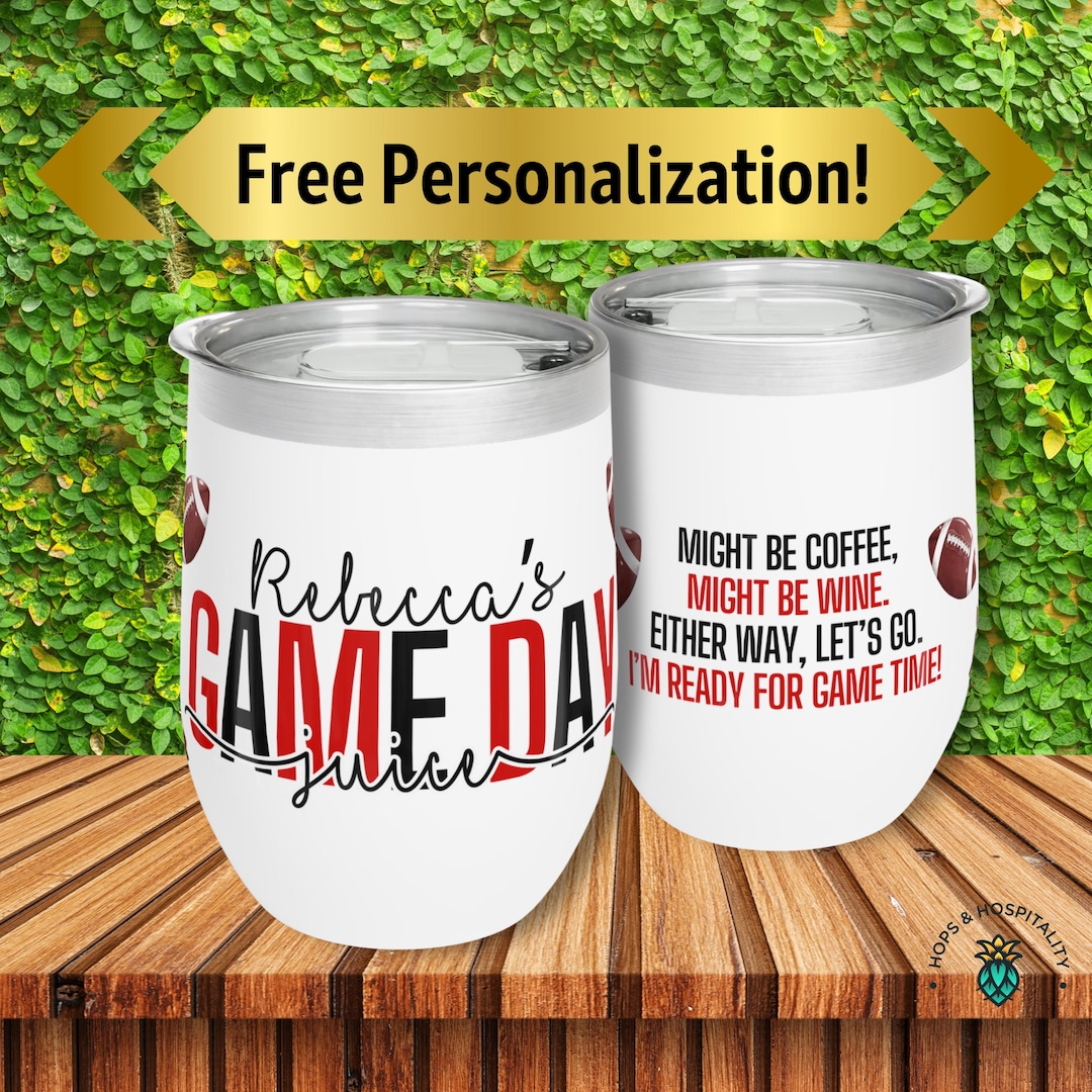 Personalized Game Day Day Tumbler, Red and Black Football Fan Gift for ...