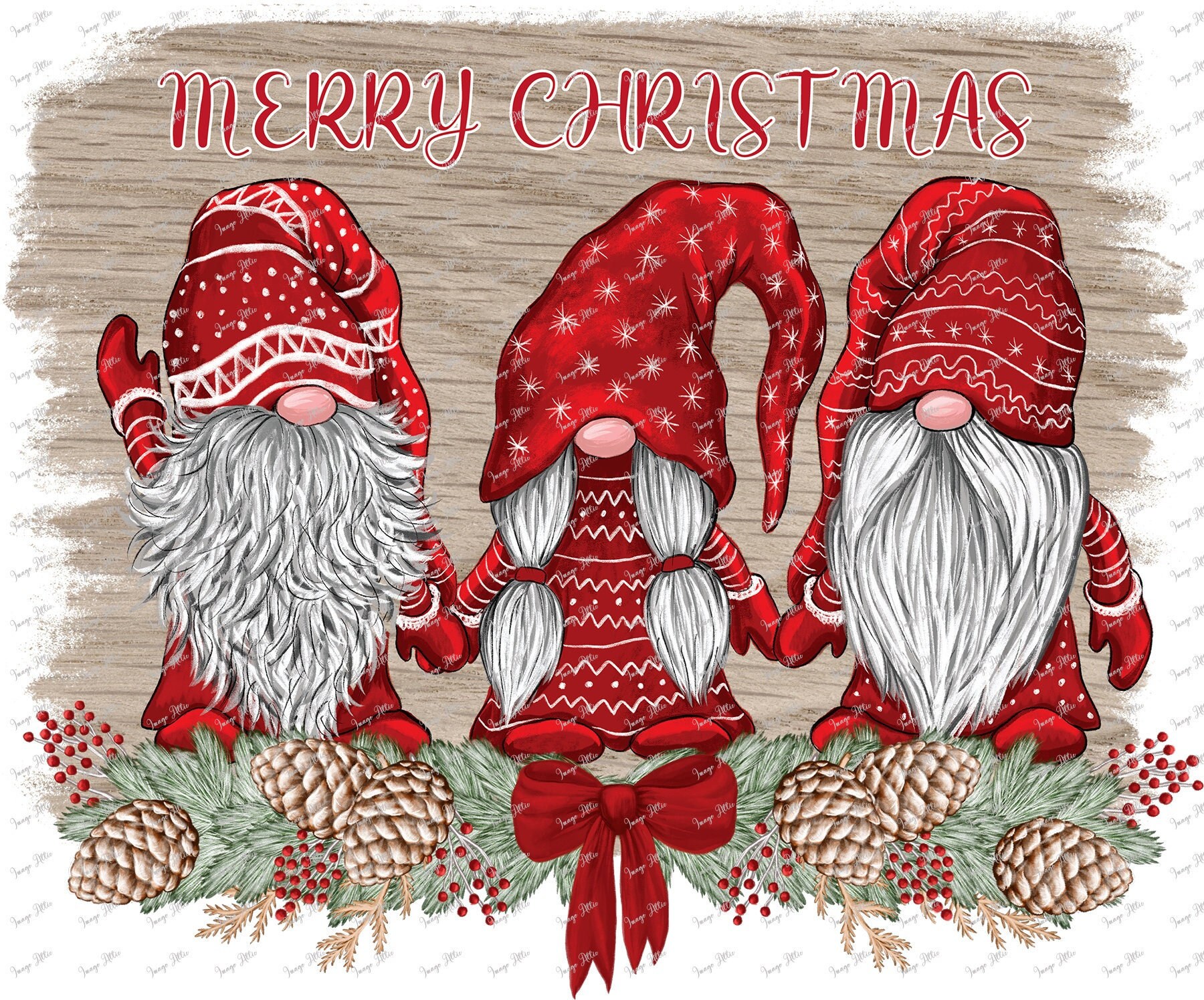 Merry Christmas Gnomes Christmas Waterslide Decal Clear Ready to Use ...