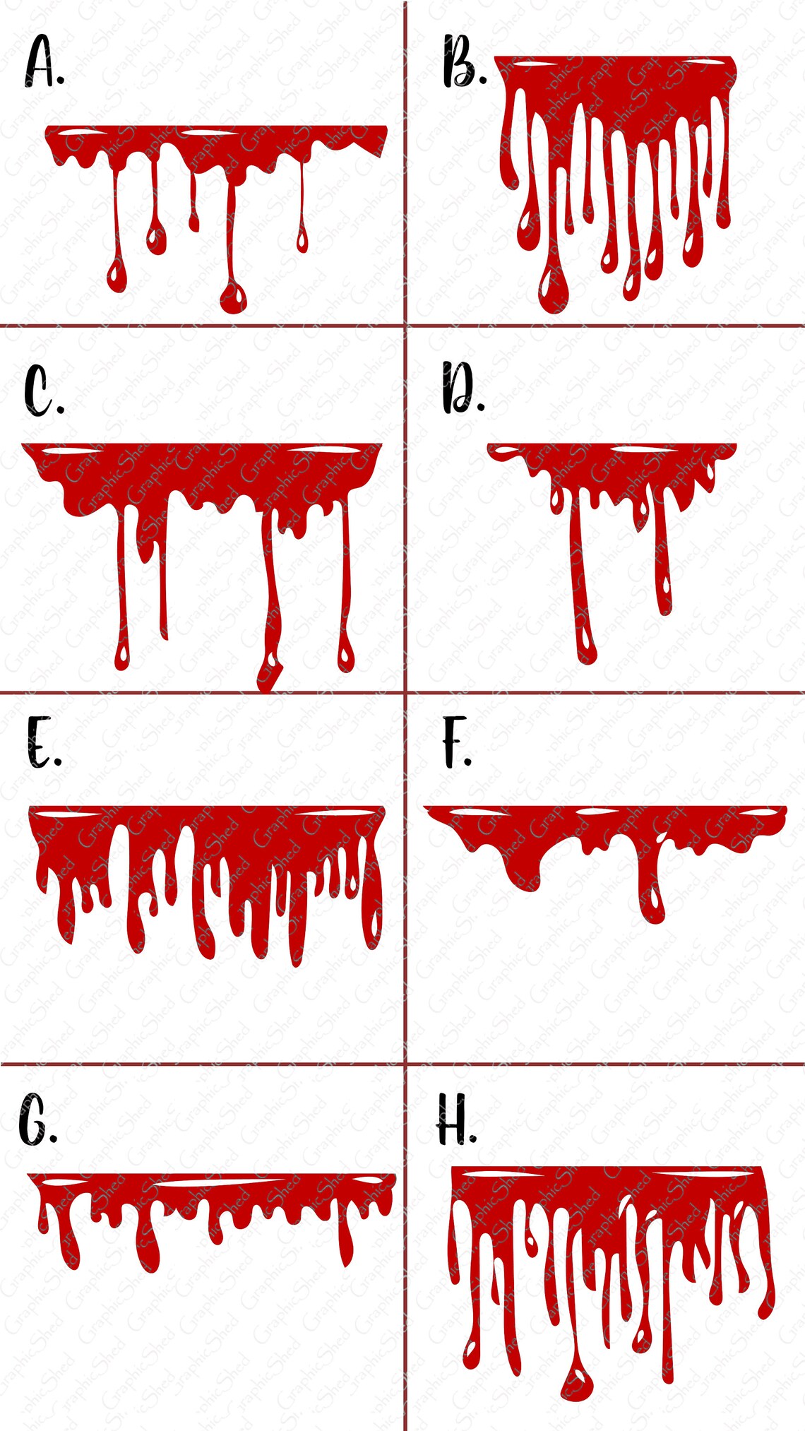 Red Ink Dripping 8 Designs or Buy the Sheet Waterslide Decal Clear ...