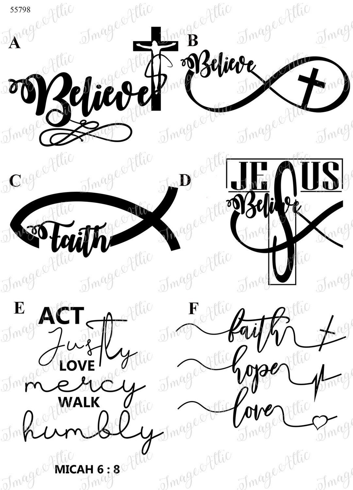 Jesus Words of Faith Waterslide Decal Clear Ready to Use Laser Printed ...