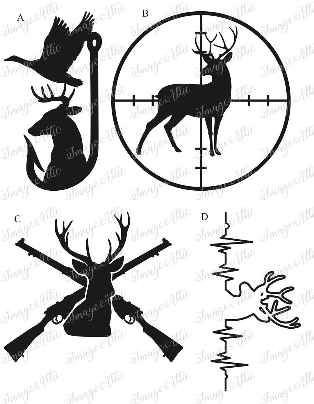 Deer Hunting Fishing - Waterslide Decal - Clear - Ready to Use - Laser ...