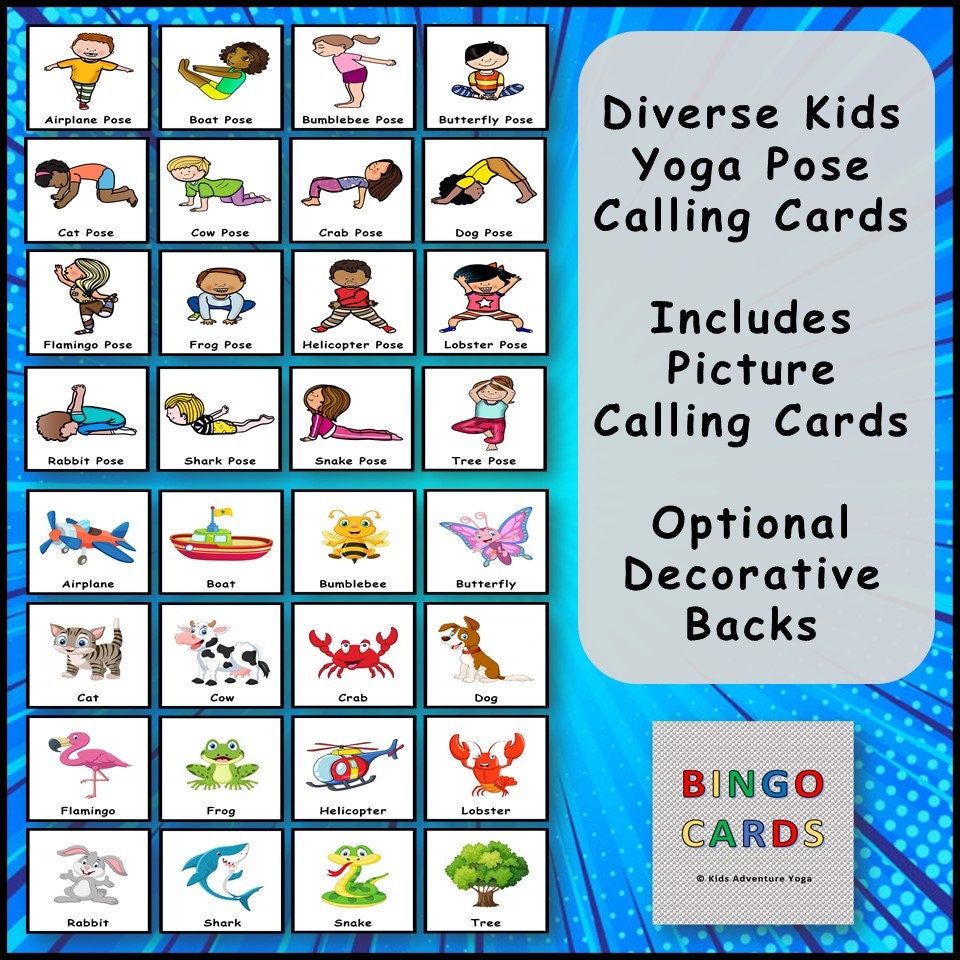 Kids Yoga Bingo Game, Preschool & Elementary, Active Movement (digital ...