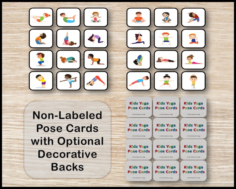 Kids Yoga Pose Cards, 24 Different Poses, Diverse Clip Art, Easy-to ...