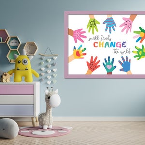 Small Hands Change the World, Kids Positive Affirmations Wall Art ...