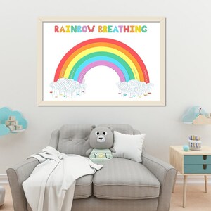 Pastel Rainbow Breathing Poster, Kids Mindfulness Breathing Exercise ...